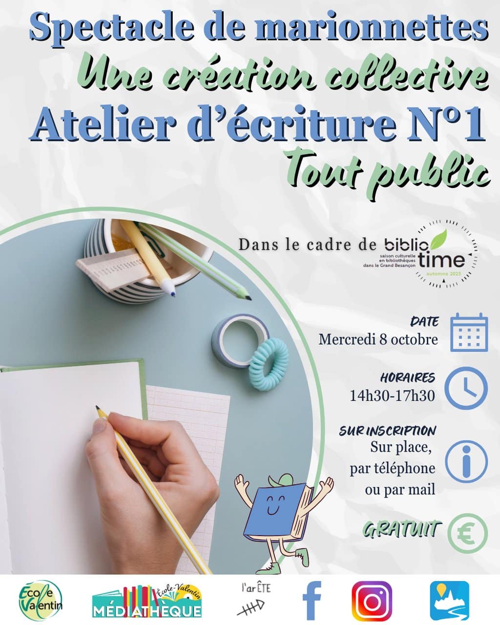 Atelier d'écriture #1 / Biblio Time - Mairie d'École Valentin